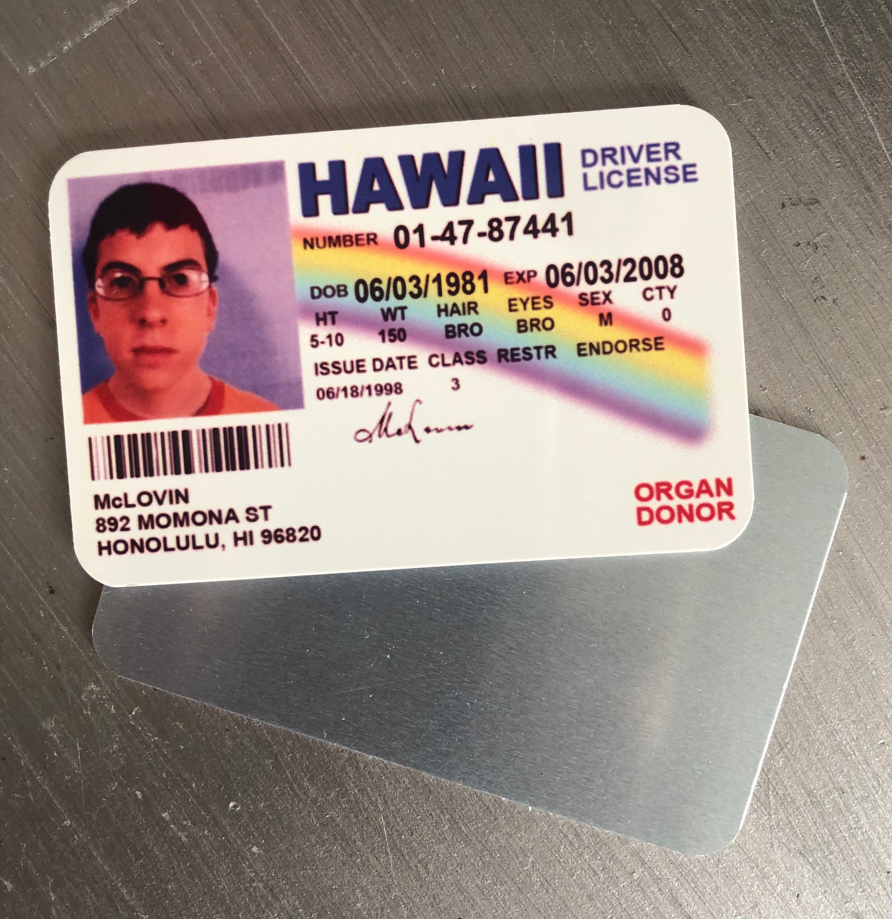 Mclovin Driving License Movie Prop SUPERBAD Metal ID Card Custom Photo ...