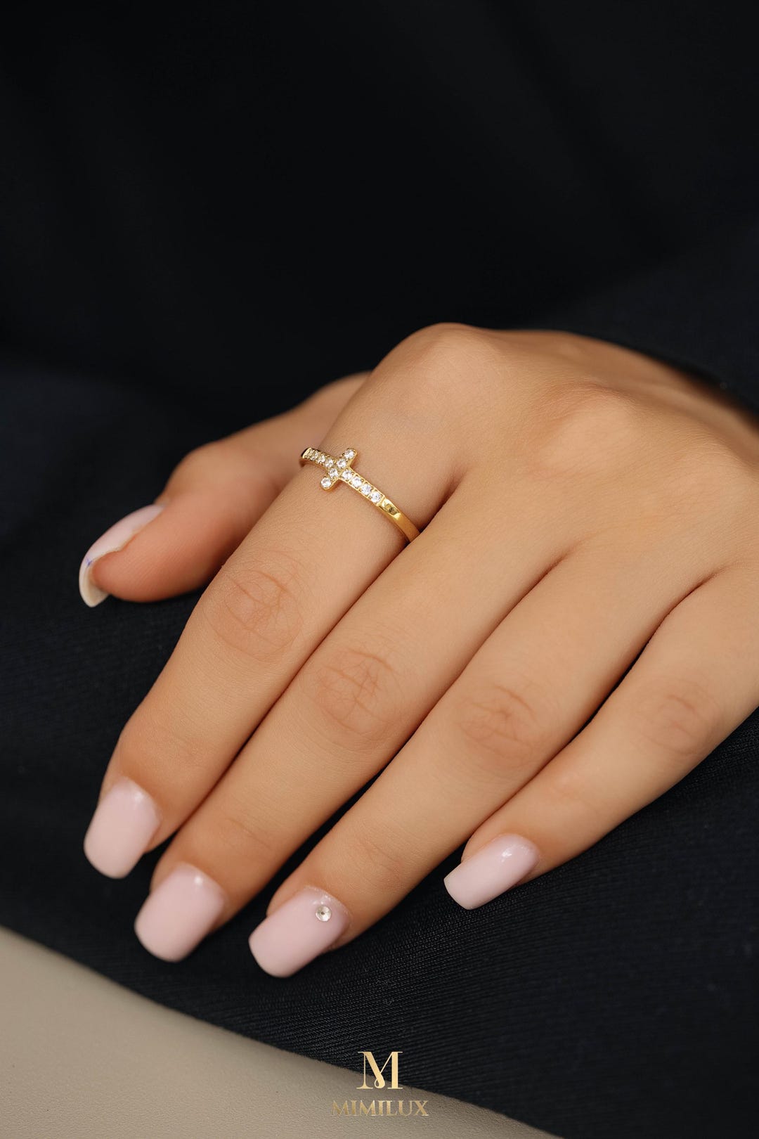 18K Gold Diamond Pave Cross Ring Minimalist Delicate Christian Cross Jewelry for Women - Etsy