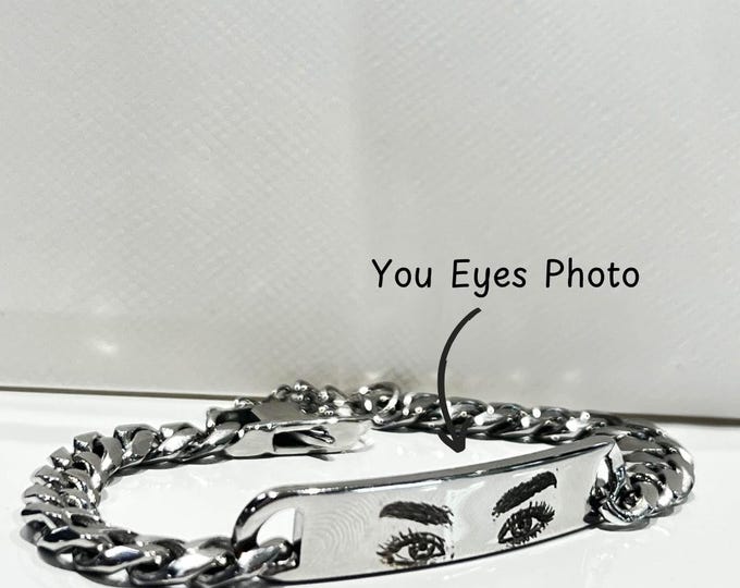 Custom Human Eye Couple Bracelet, Engraved Your Eyes - " I SEE You ...
