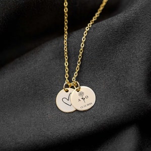 Dainty Gold Jewelry, Custom Couple Necklace, Initials Jewelry, Romantic ...