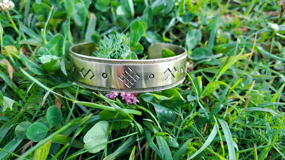 Baltic Symbol Wristband . Pagan Deities . Bracelet With Latvian Symbols ...