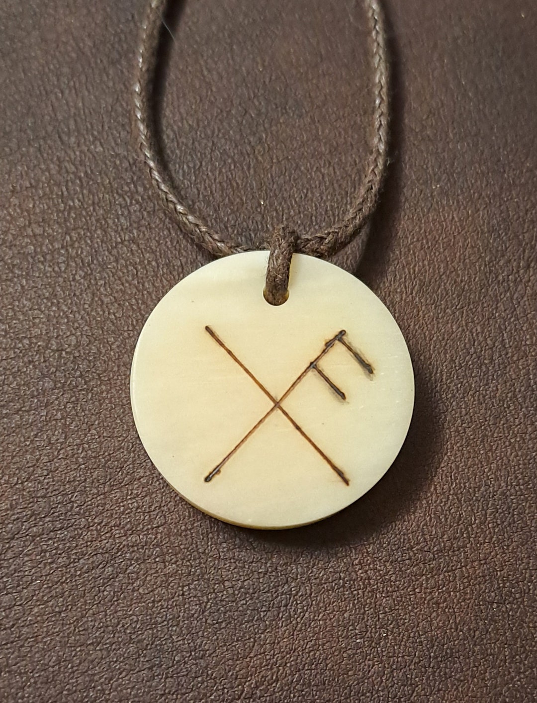 Bindrune Bone Pendant Viking Rune Protection Amulet Handmade Pyrography ...