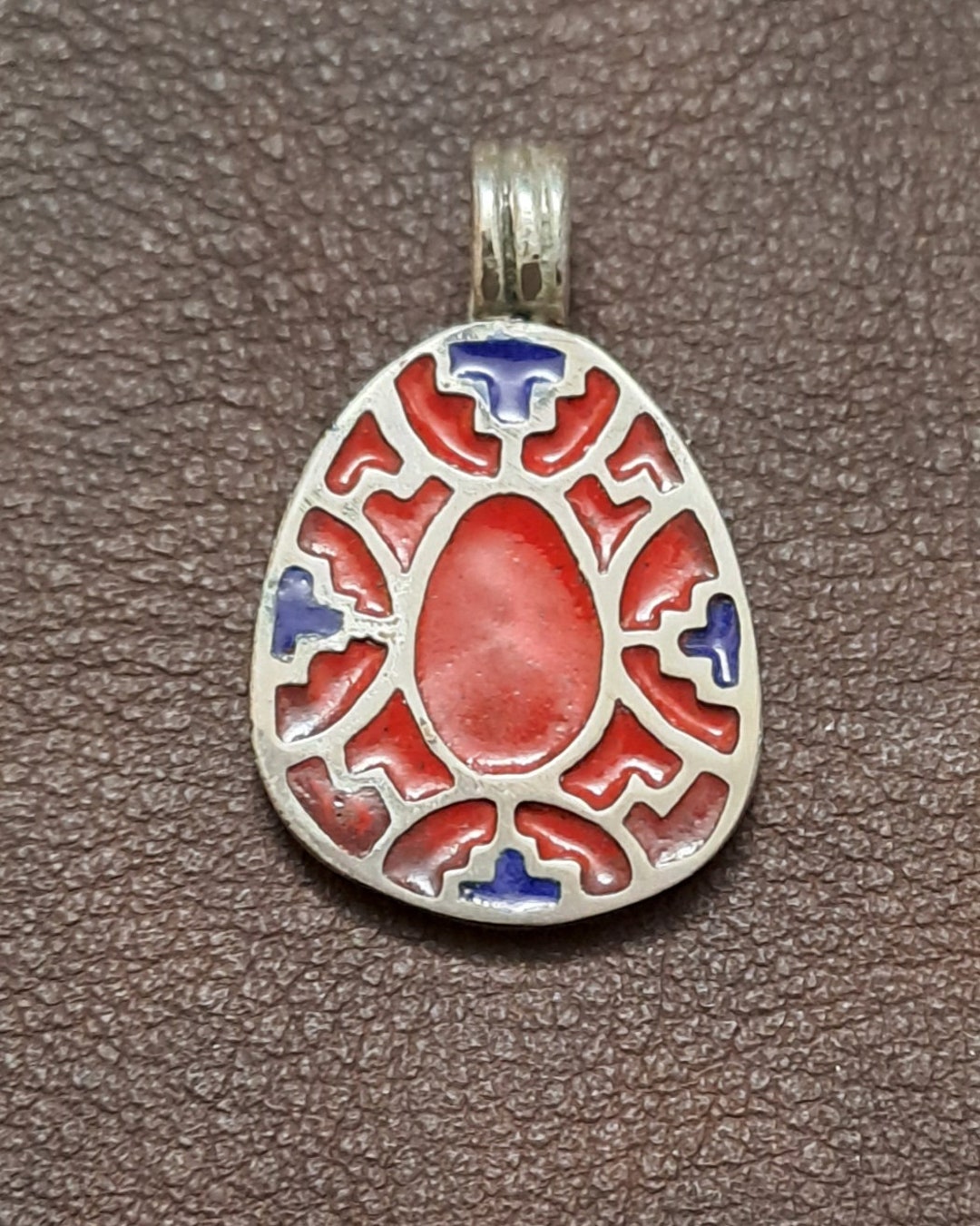 Anglo Saxon Pendant With Real Blue and Red Enamel From Sterling Silver ...