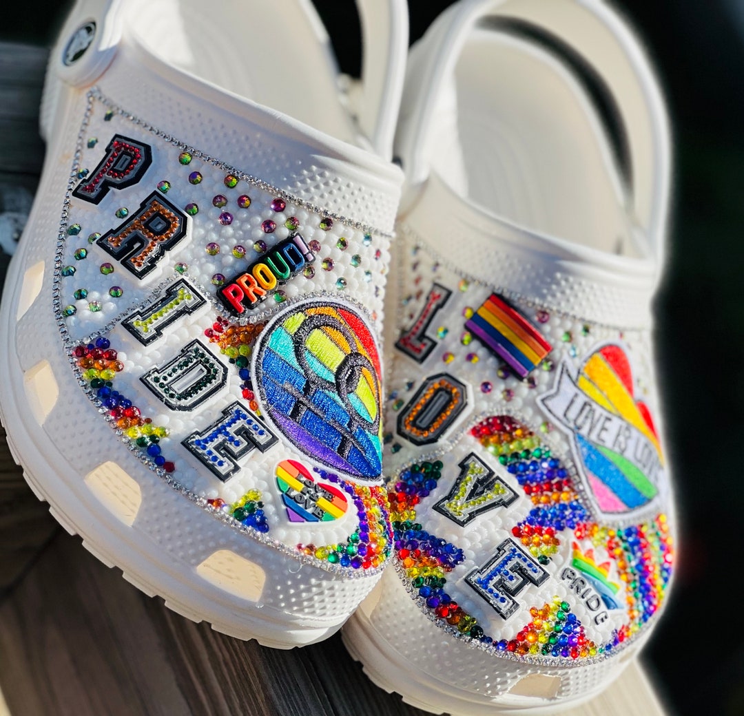 Pride Crocs - LGBTQIA+ - LGBTQ Bling Crocs - Pride Month Bedazzled ...