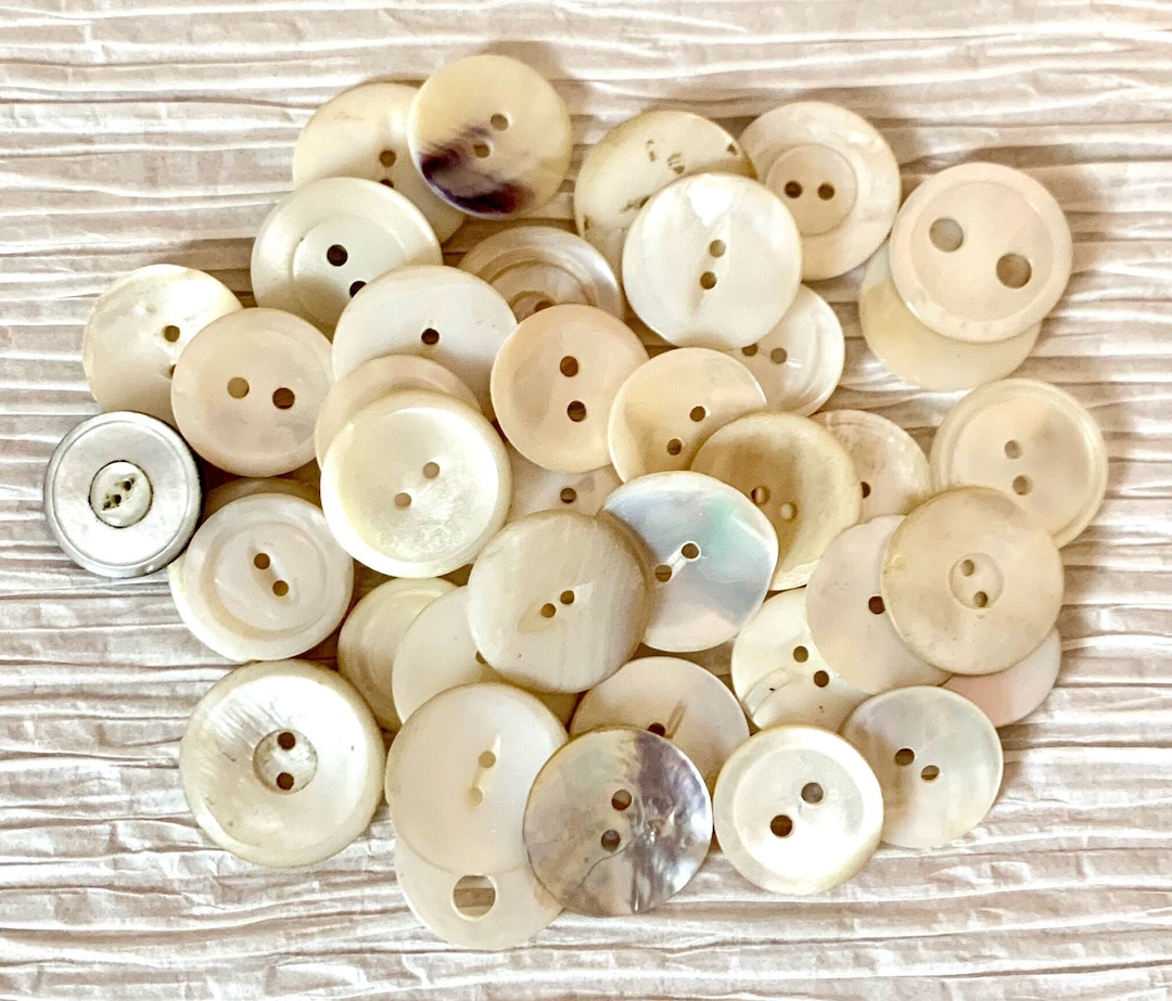Vintage White Pearl Buttons, Mother of Pearl Two Hole Buttons, Mixed ...