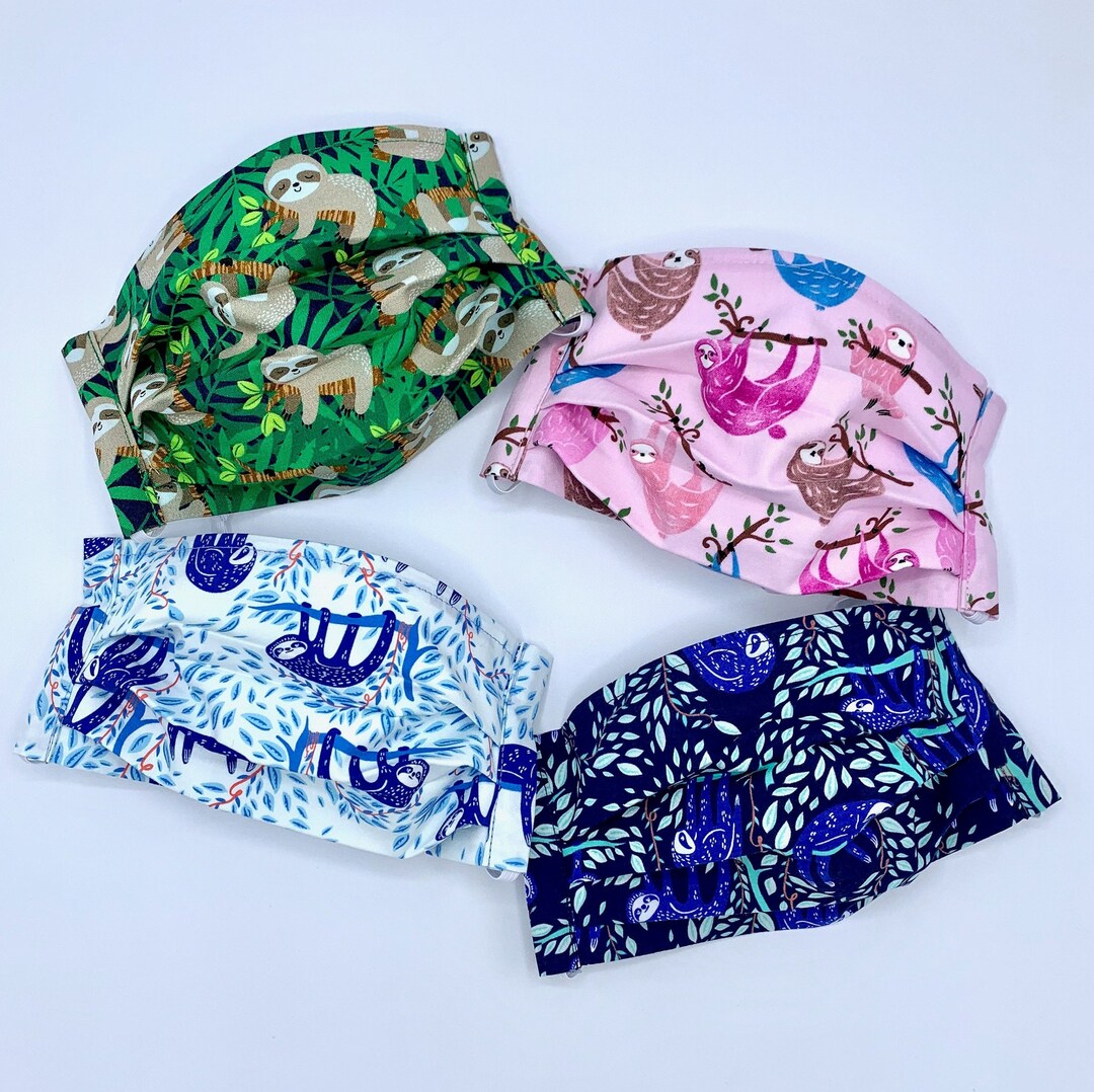 Sloth Face Mask: Adult Size, Adjustable, 100% Cotton - Etsy