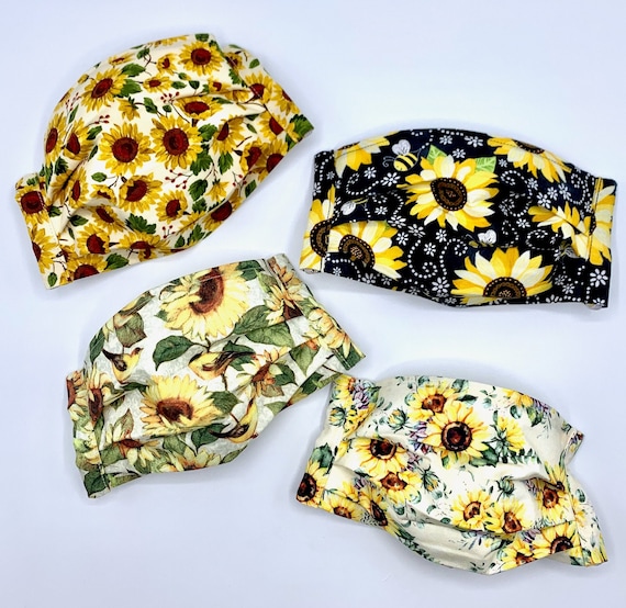 Sunflower Face Mask Cheerful Garden Sunflower Masks for | Etsy