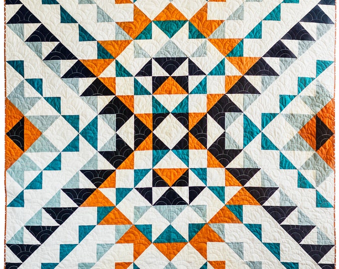 Half Square Triangle Quilt Modern Quilt Pattern Beginner Quilt Pattern ...