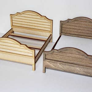 1:12 Scale Wooden Dollhouse Queen Bed Kit | Miniature Queen Bed Frame ...