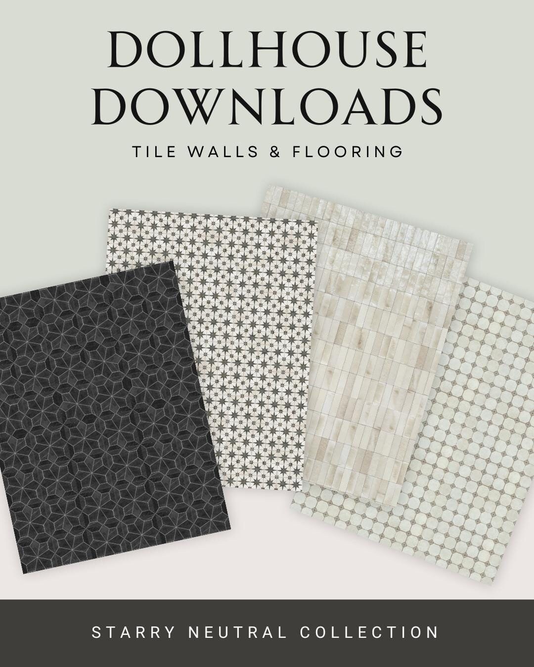Dollhouse Printable Tile and Flooring | Starry Neutral Collection | Set ...