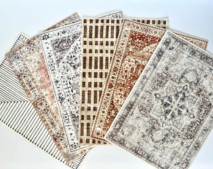 1:12 Scale Dolls House Neutral Coloured Floor Rugs, Cream, Stone, Linen ...