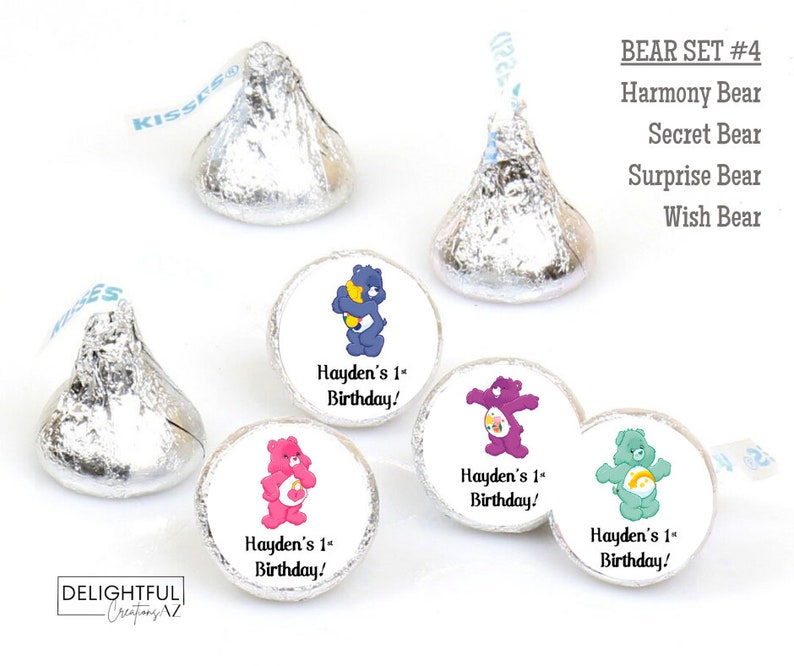 Care Bears Personalized Stickers: Party Favor Labels, Hershey Kisses ...