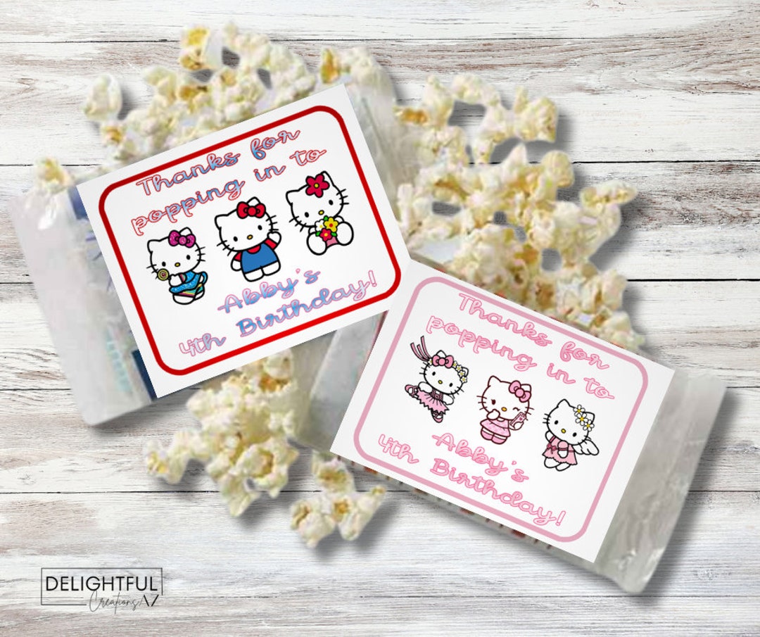 Hello Kitty Popcorn Labels: Personalized Party Favors - Etsy
