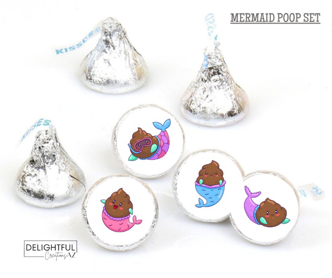 Mermaid Poop Potty Training Stickers 108 Personalized Labels Stickers ...
