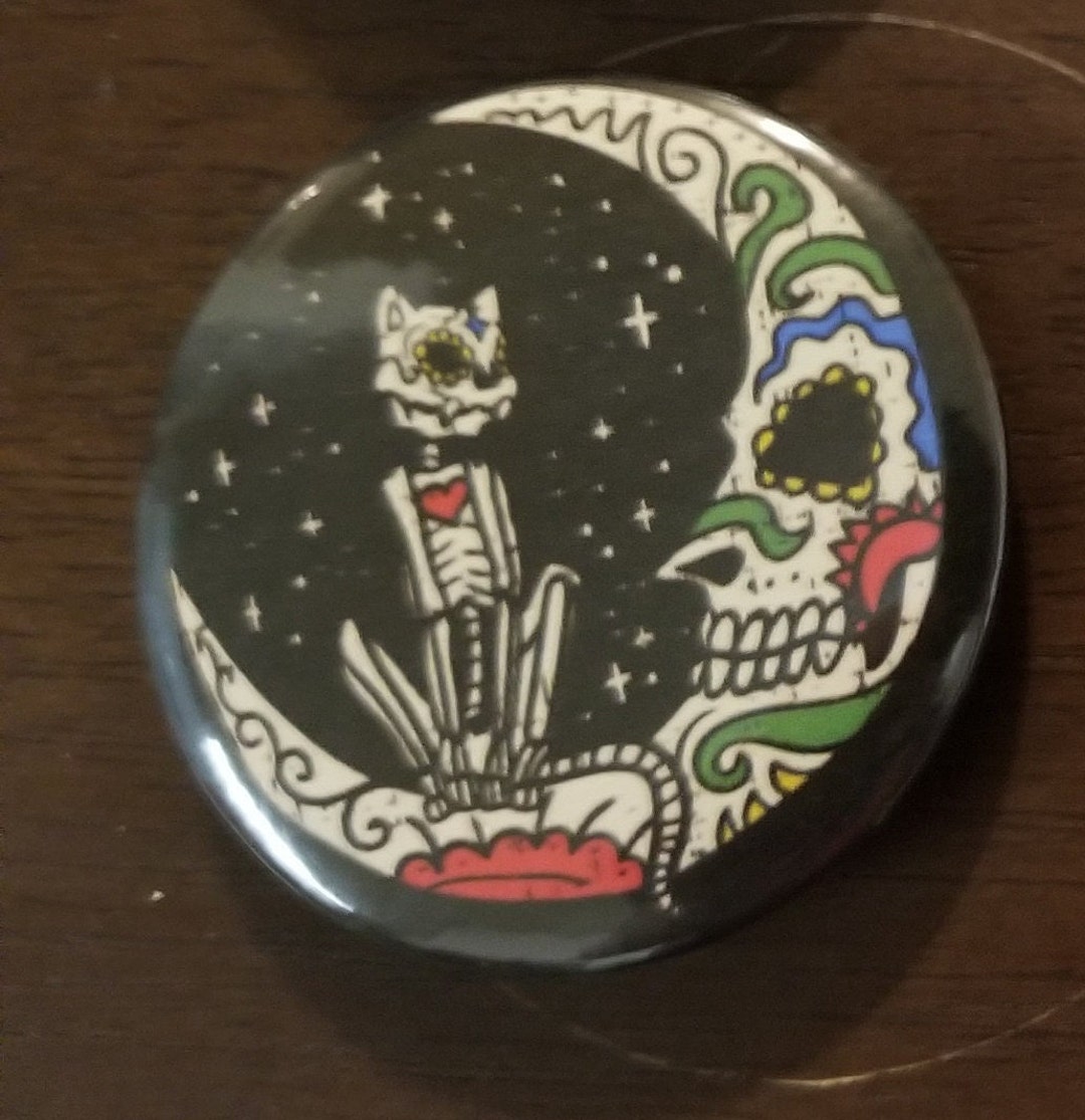 Spooky Halloween Button Retro Style Halloween Pin Day of the Dead ...