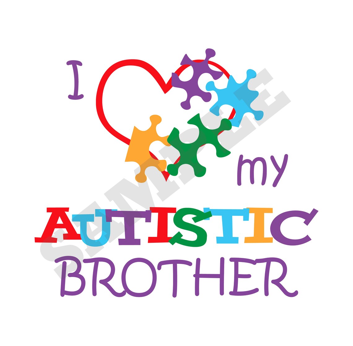 I Love My Autistic Brother SVG DXF Graphic Art Cut Files | Etsy