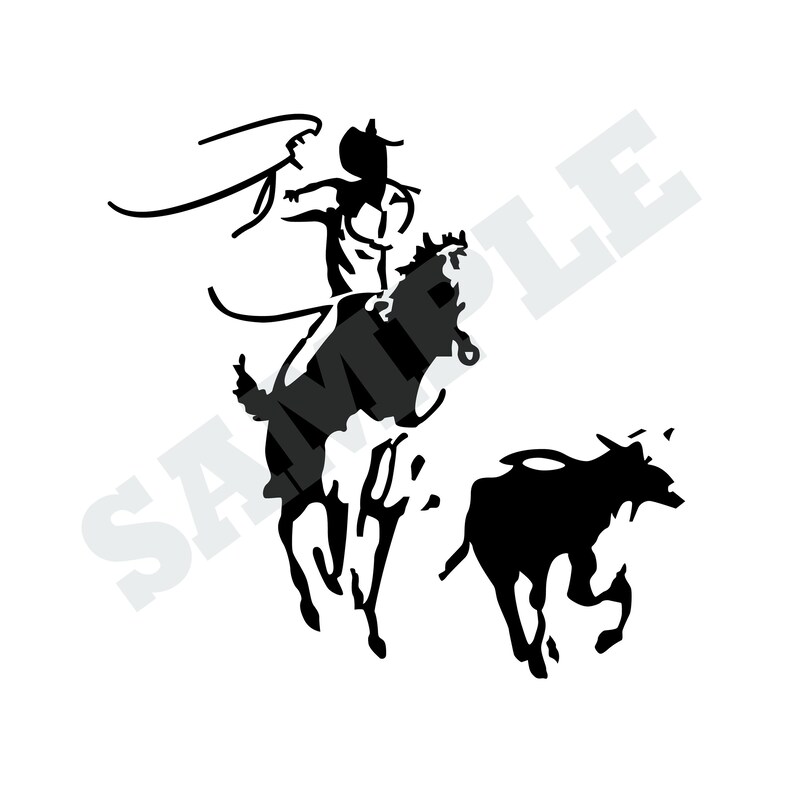 Calf Roping Silhouette SVG DXF Graphic Art Cut Files | Etsy