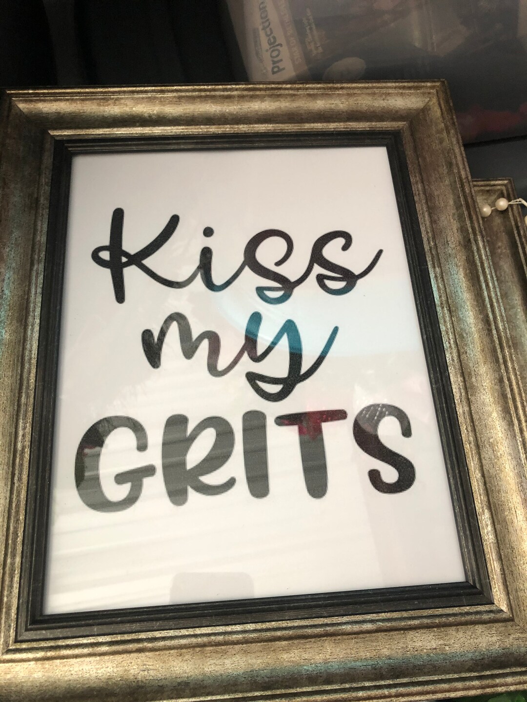 Kiss My Grits Framed Wall Art - Etsy