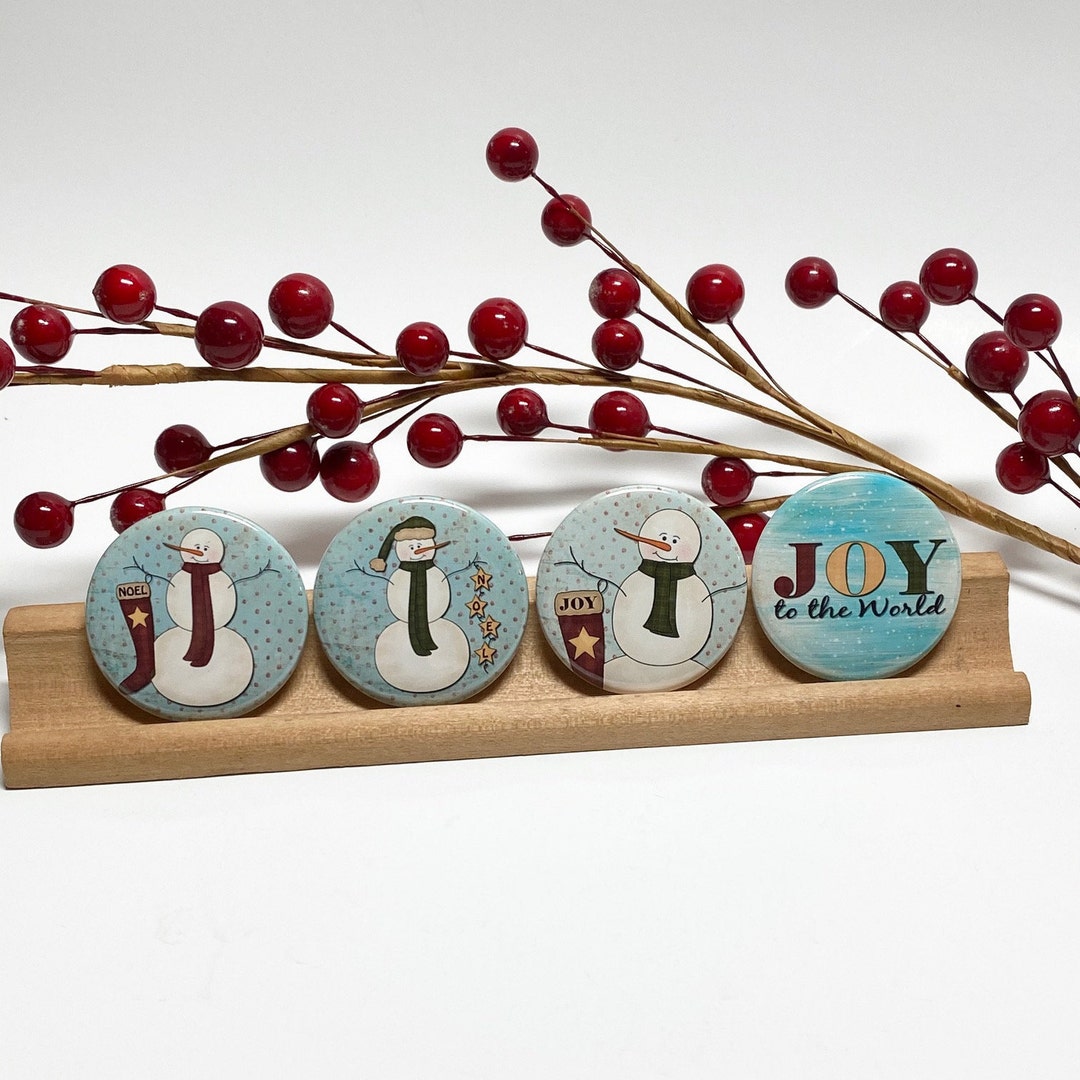 Snowman Magnets, Folk Art Snowman Magnet Set, Snowman Lover Gift, Folk ...