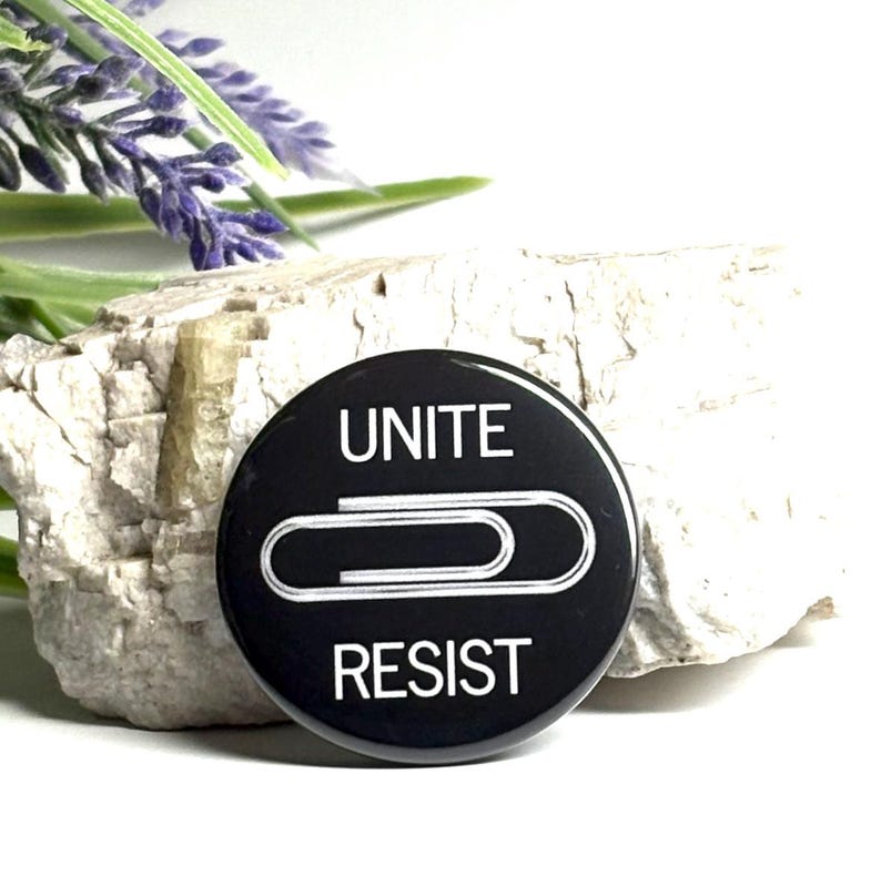 Paper Clip Pin, Paper Clip Pinback Button, Unite Resist Pin, Paper Clip ...
