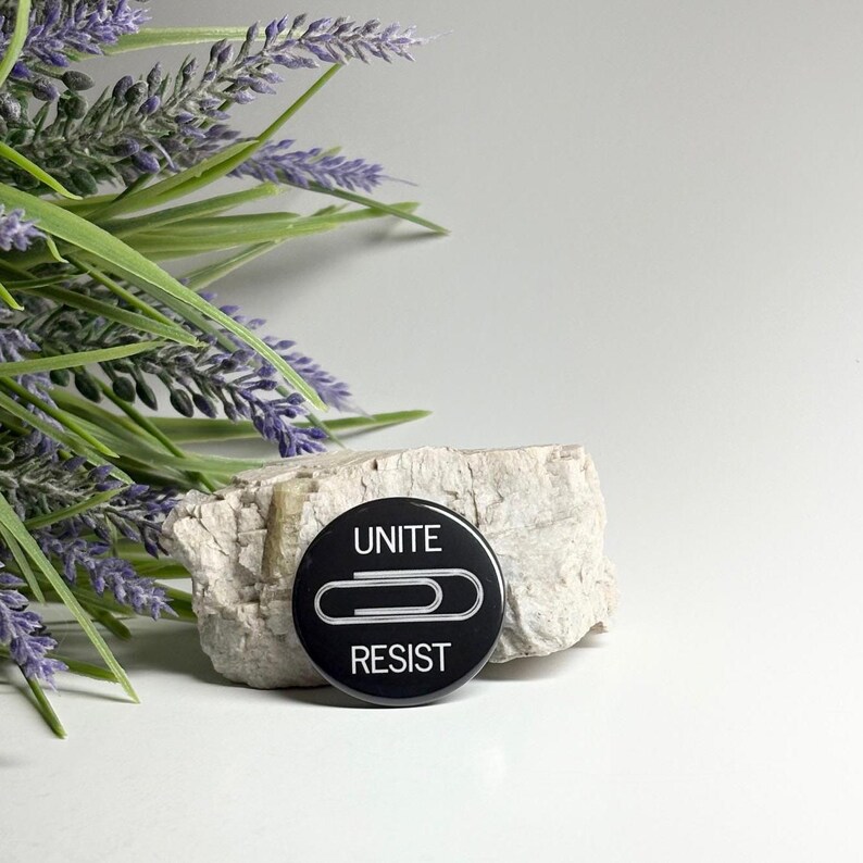 Paper Clip Pin, Paper Clip Pinback Button, Unite Resist Pin, Paper Clip ...