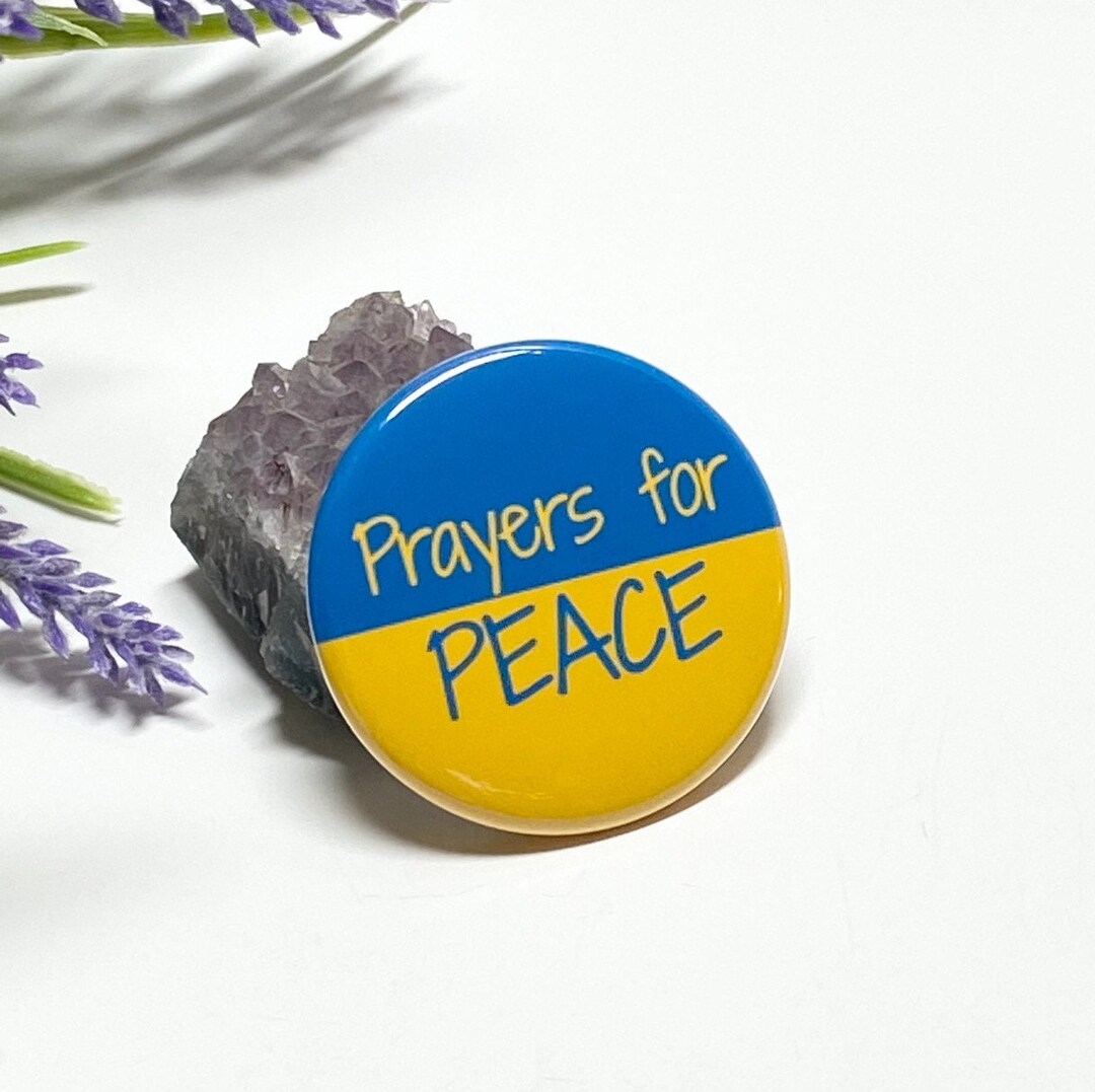 Ukraine Support Button, Prayers for Peace in Ukraine Pin, Ukraine ...