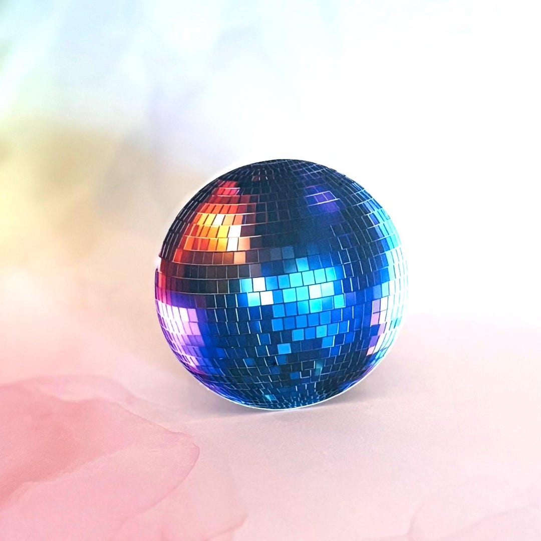 Disco Ball Sticker, Multi-colored Disco Ball Sticker, Mirror Ball ...