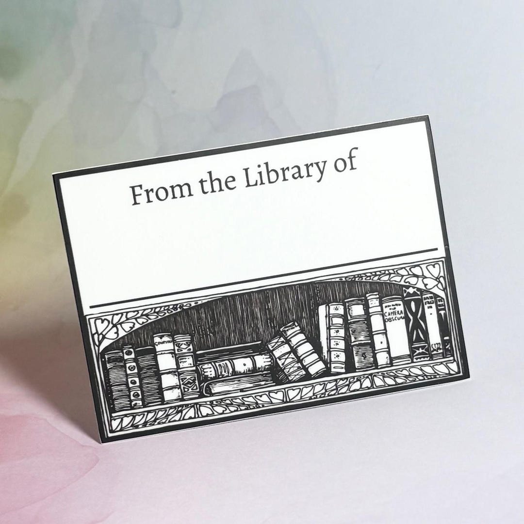 Vintage Design Book-plate Sticker, Book-plate Sticker, Customizable ...