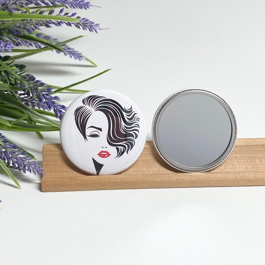 Black and White Purse Mirror, Classy Lady Pocket Mirror, 2.25 Inch ...