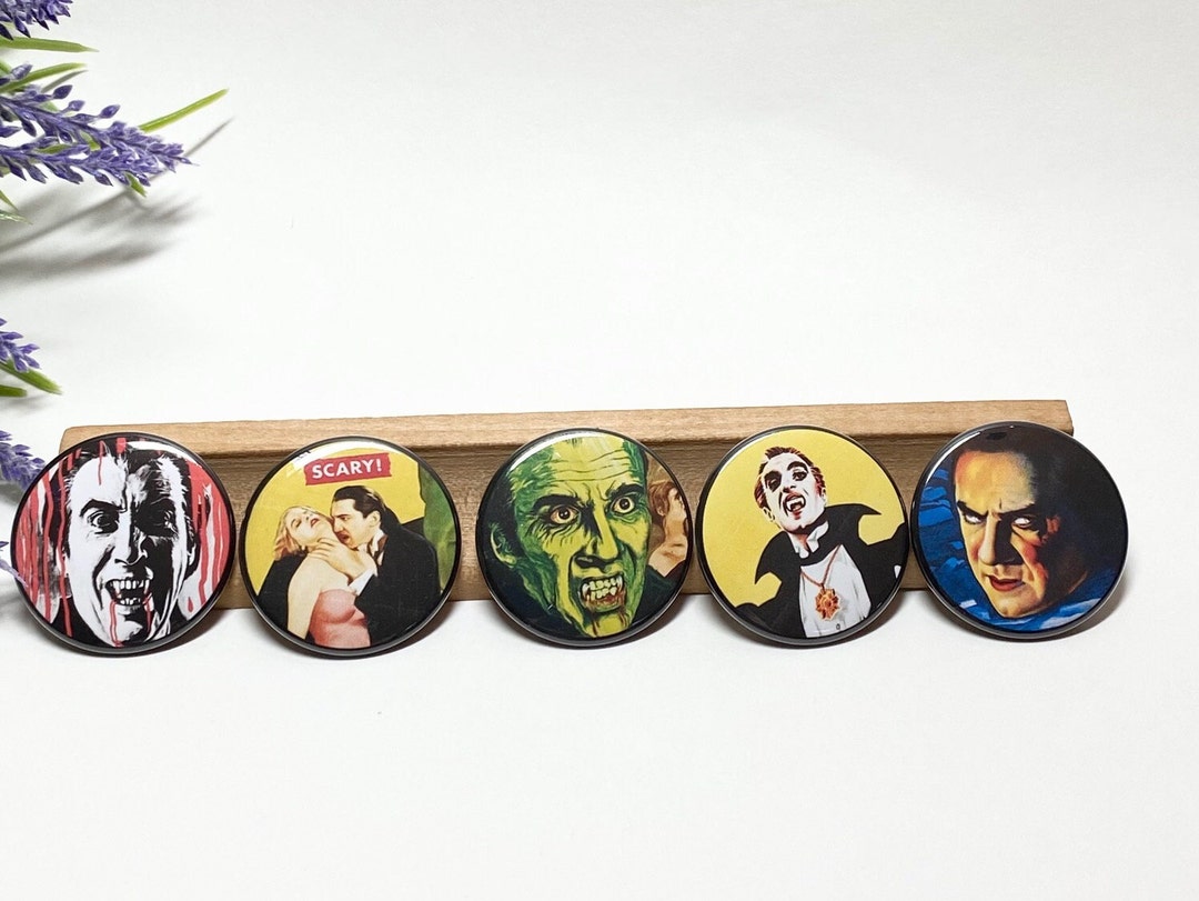 Vintage Horror Buttons, Set of 13 Vintage Horror Pinback Buttons ...