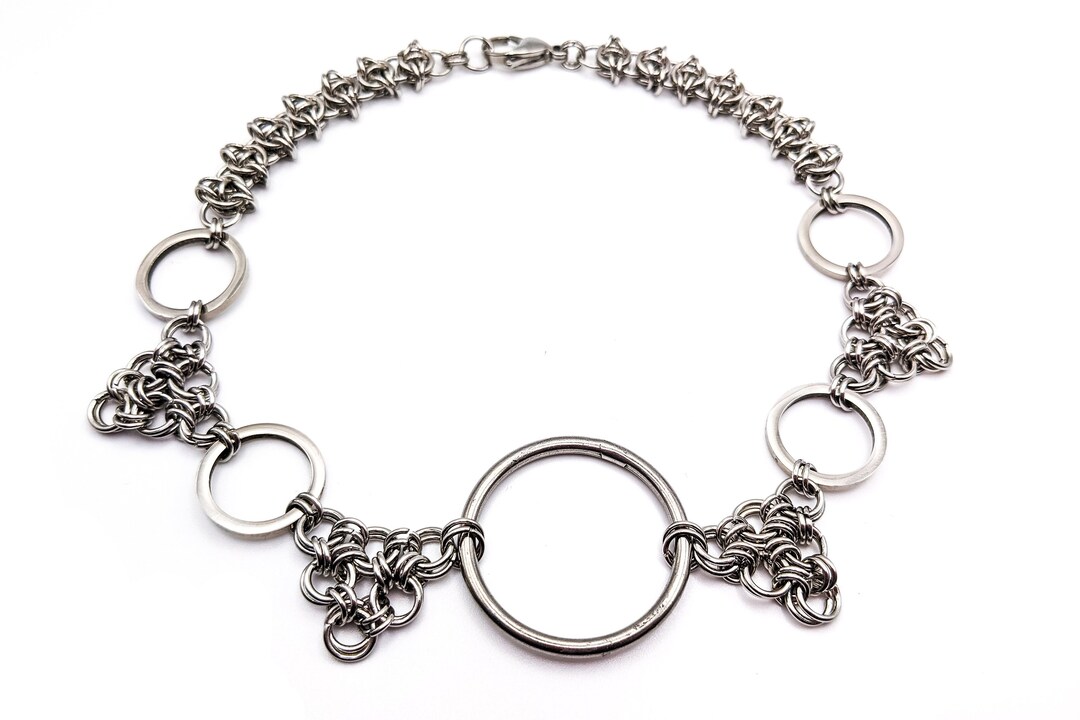 O-ring Japanese and Celtic Chainmail Style Intricate Choker Necklace - Etsy