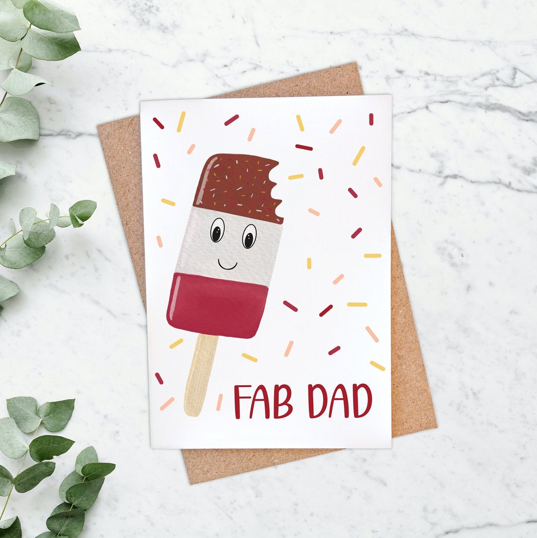 Fab Lolly Fun Pun Father's Day Card, Fab Dad, Daddy, Pop - Etsy
