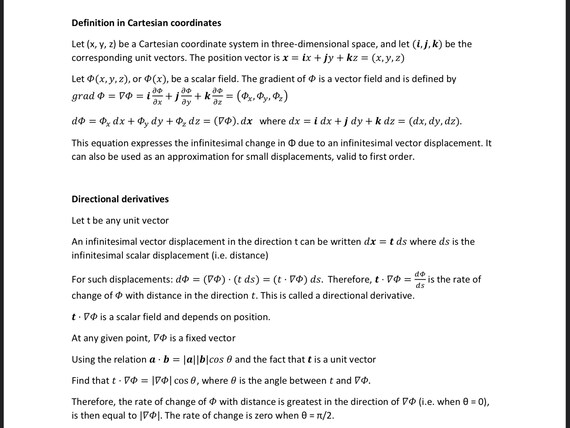 Vector calculus notes First year Undergraduate University of | Etsy