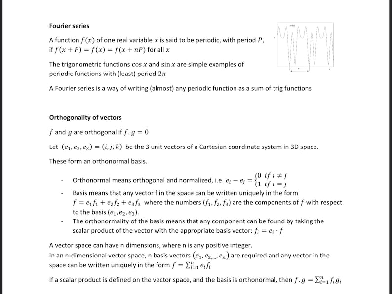 Fourier Series Notes- First Year Undergraduate (university of Cambridge ...