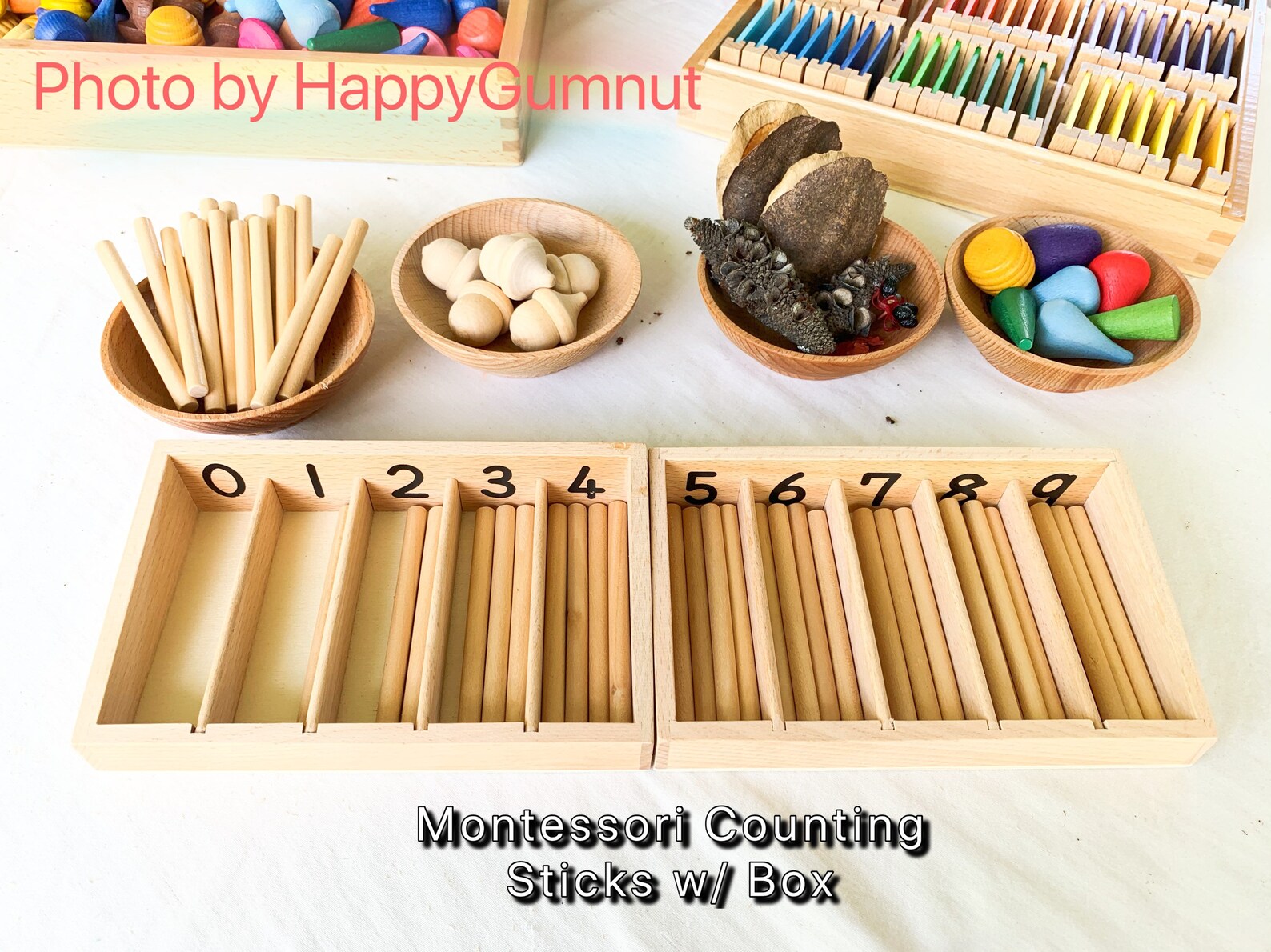 Montessori Wooden Counting Sticks With Divided Box - Etsy UK
