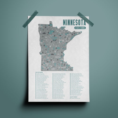 Minnesota Parks Poster National and State Park Map Print - Etsy