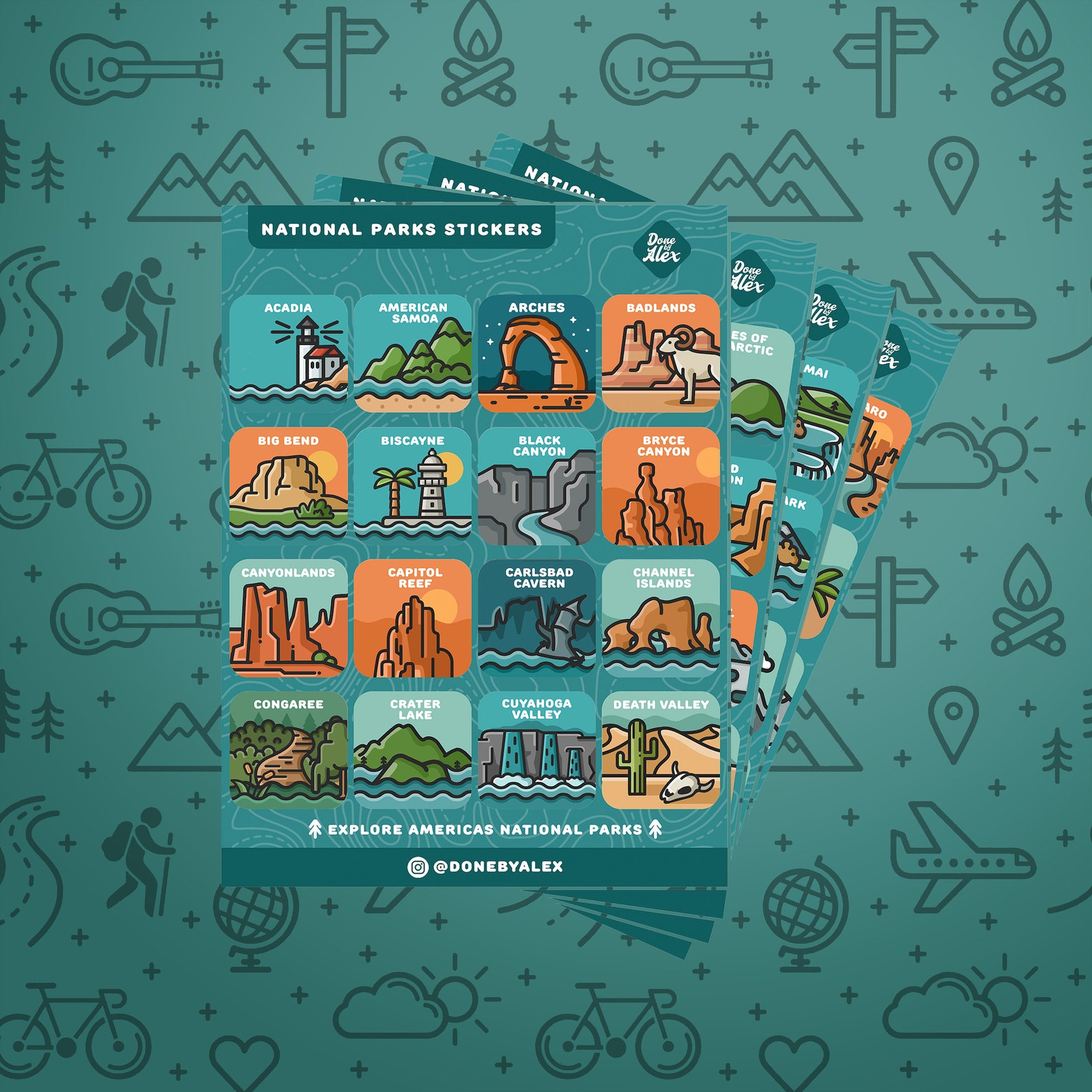 63 National Park Sticker Sheets Sticker Set - Etsy