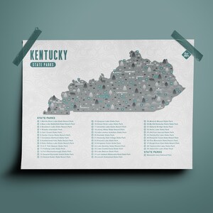 Kentucky State Park Map Checklist 12 X 18 - Etsy