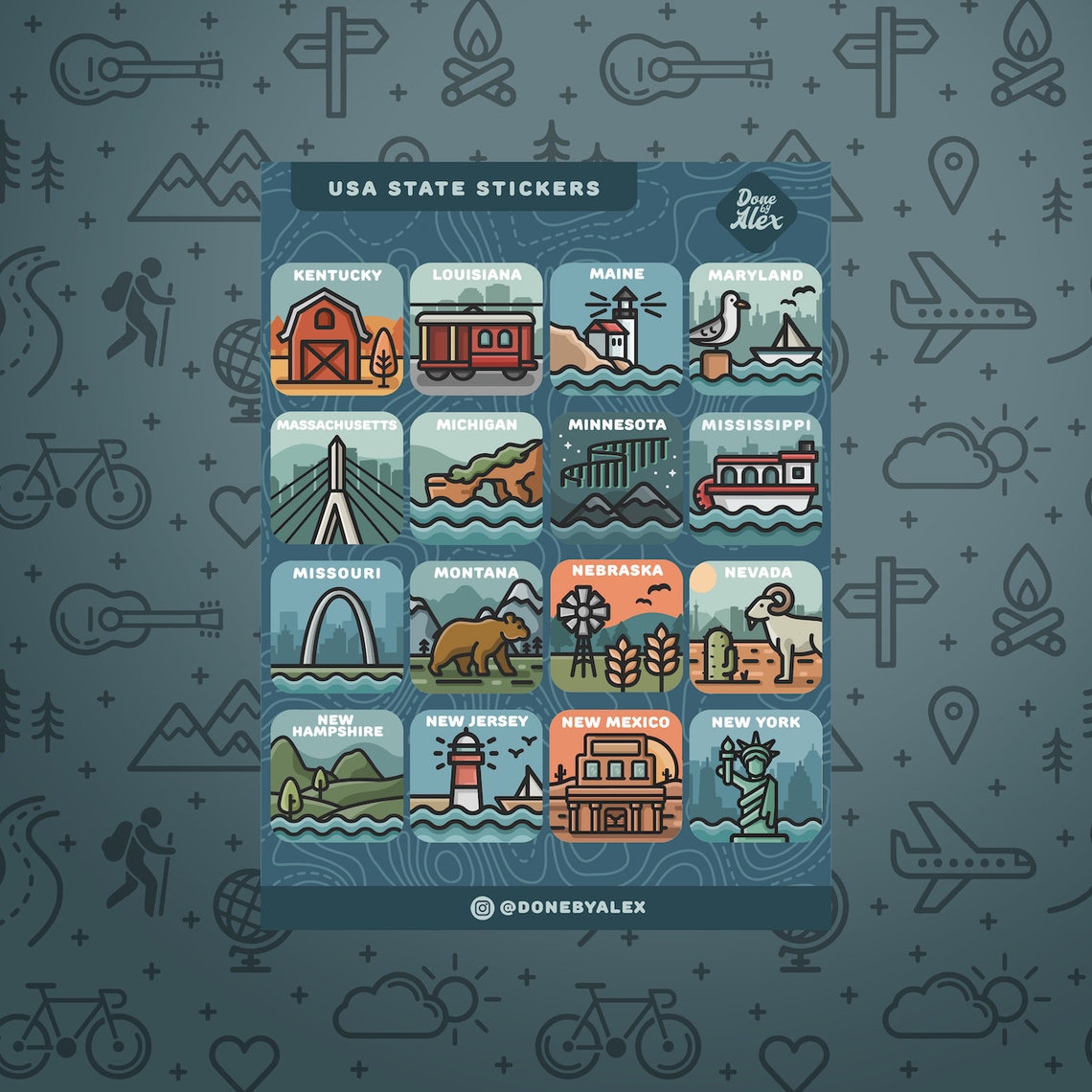 50 USA State Sticker Sheets Sticker Set - Etsy