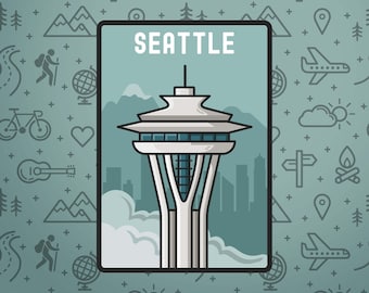 Vintage 1950's Style Seattle WA Washington Space Needle Retro Travel ...