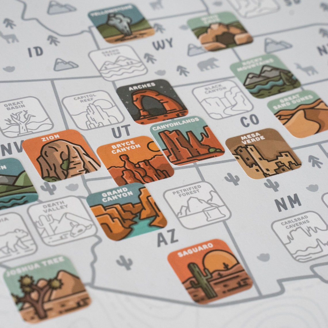 National Park Travel Map W/ 63 National Park Stickers - Etsy