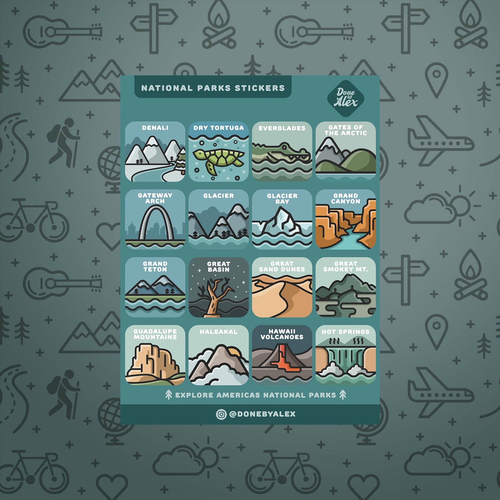63 National Park Sticker Sheets Sticker Set - Etsy