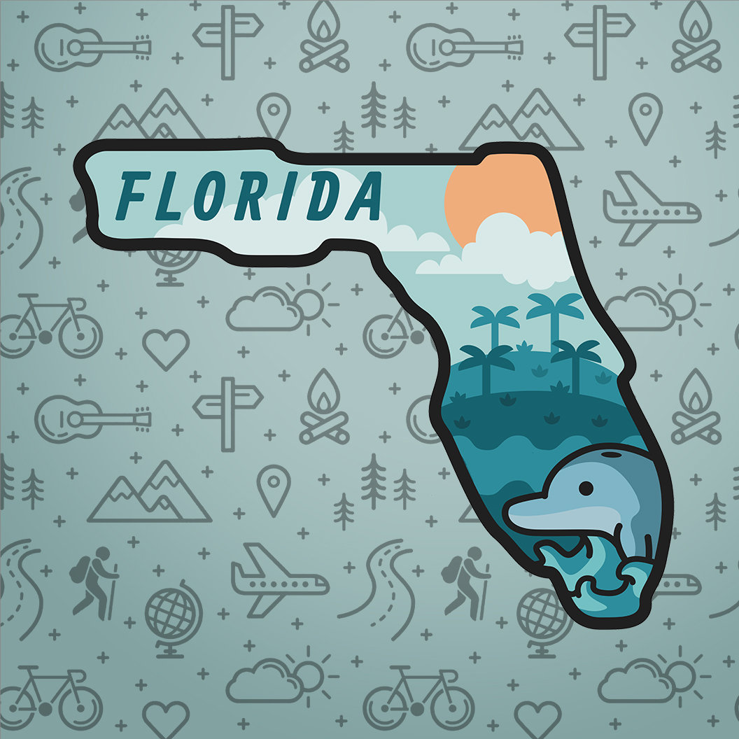 Florida Sticker US State Sticker - Etsy