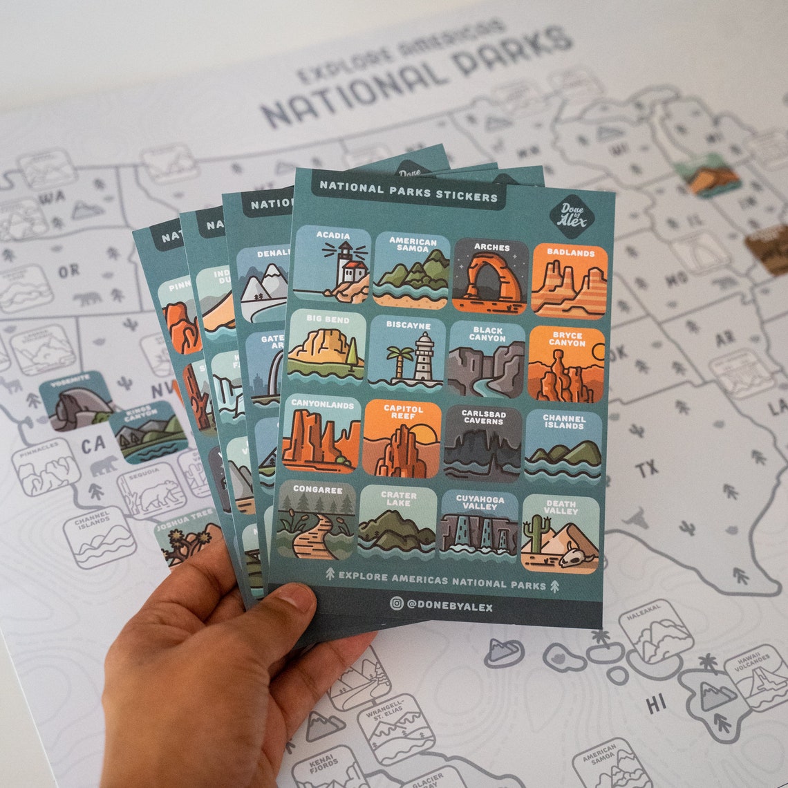 National Park Travel Map W/ 63 National Park Stickers - Etsy