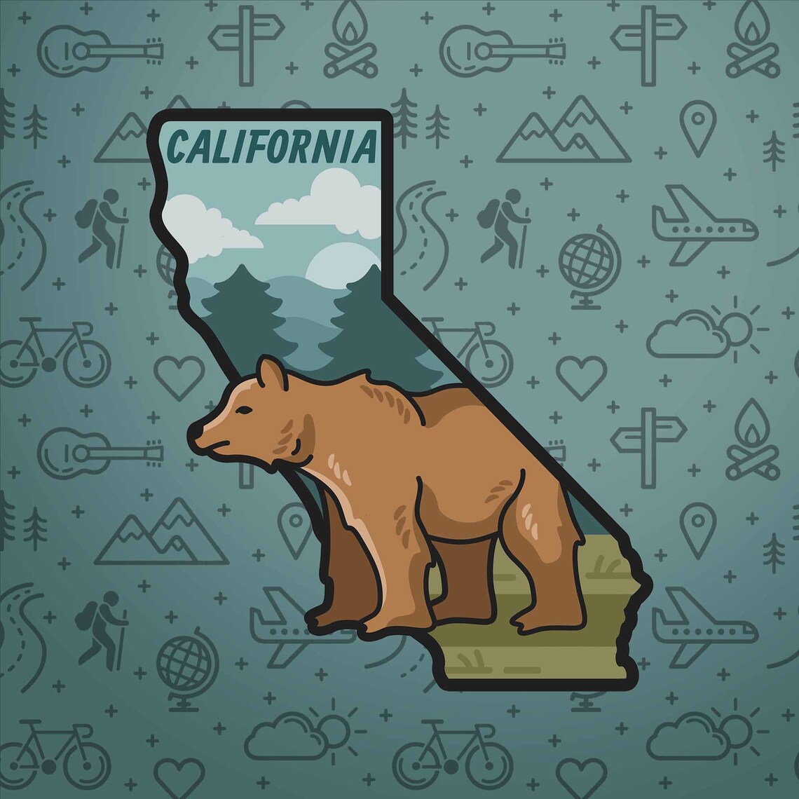 California Sticker US State Sticker - Etsy