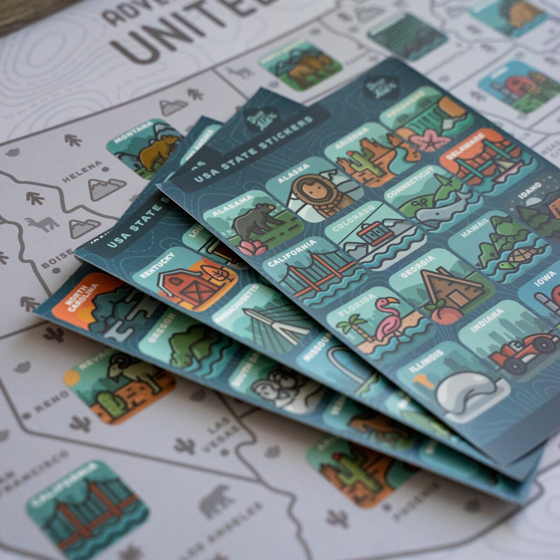 USA Travel Map 50 States Sticker Map - Etsy
