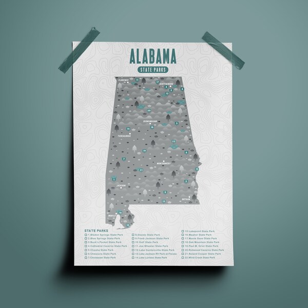 Alabama Map State Park - Etsy