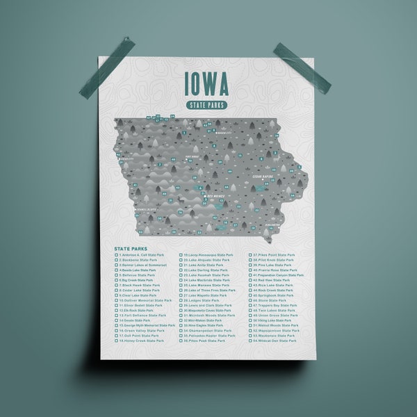 Iowa State Park Map - Etsy