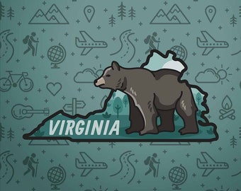 Vintage 1950's Style Virginia State Map Eastern Shore Retro Travel ...