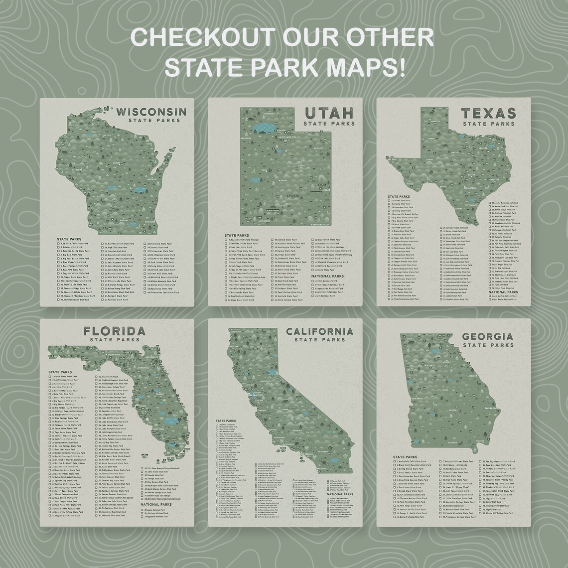 South Carolina State Park Map Checklist | Etsy